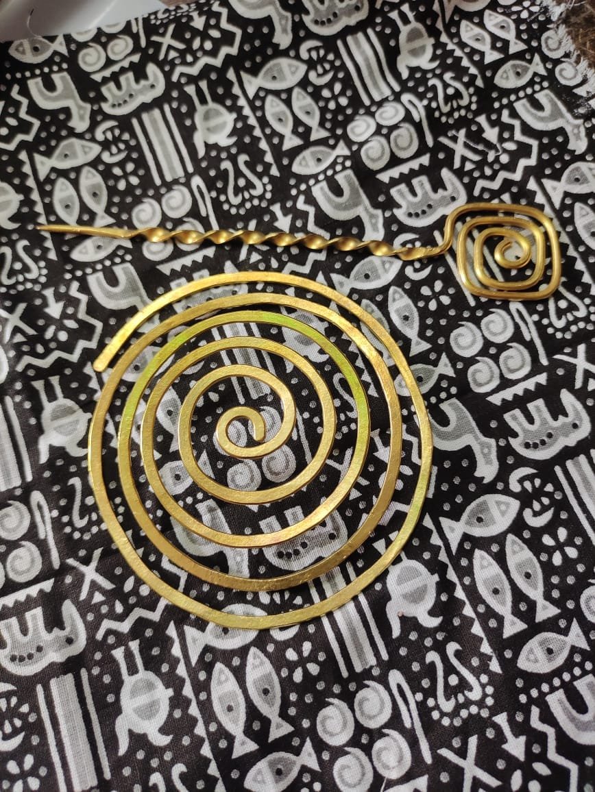 Handcrafted Spiral Brass Hair Bun Cage Pin Set for Women - Rahulda