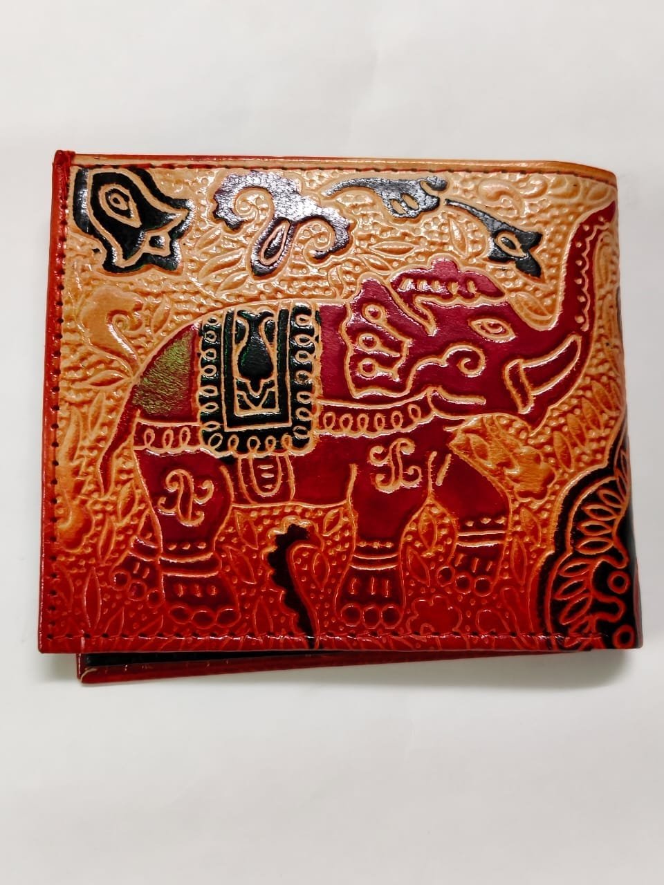 Handcrafted Leather Wallet – Royal Elephant Design - Rahulda