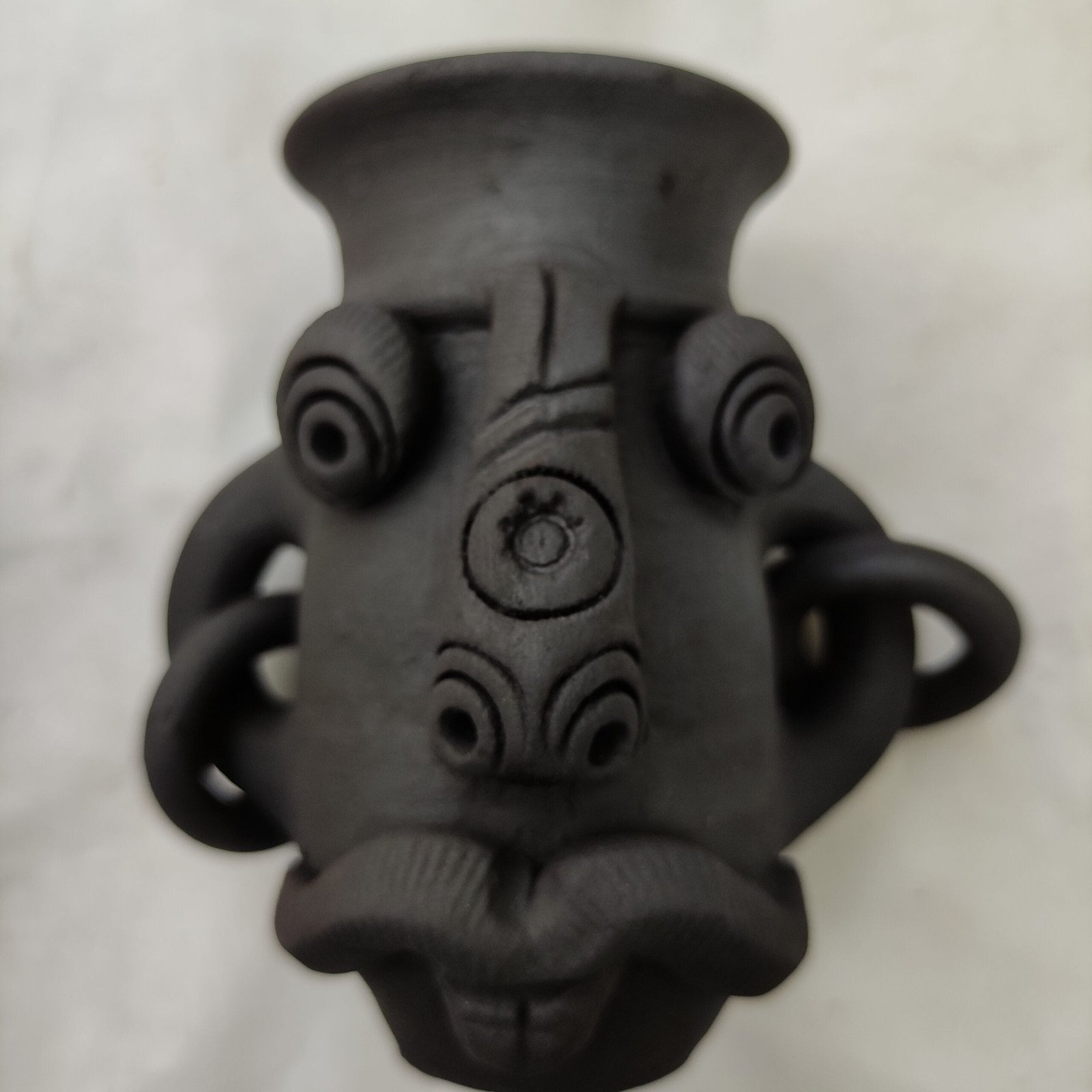 of raw clay statue black colour pen stand - Rahulda