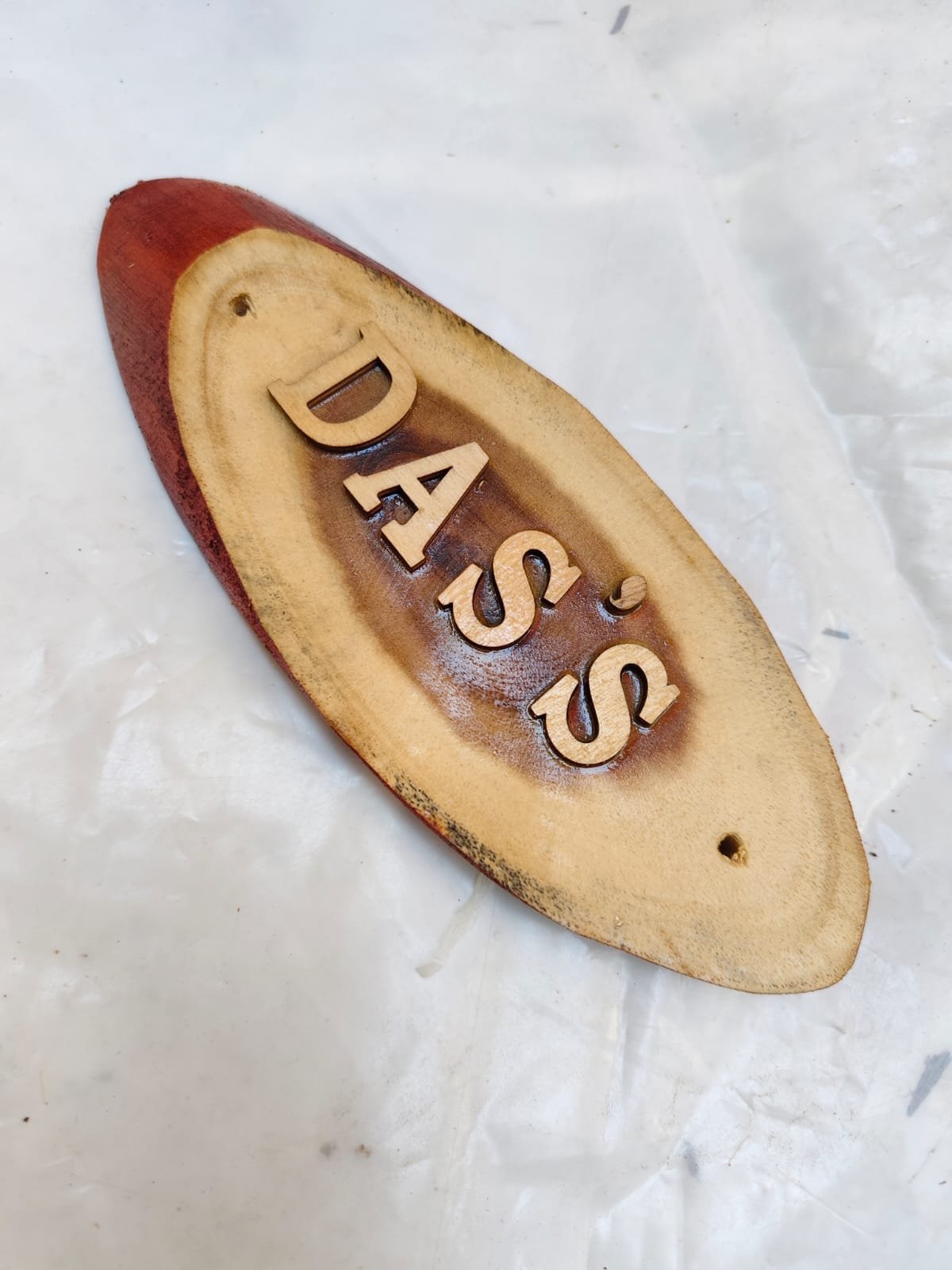 Wooden Carved Surname Name Plate (Dass) - Rahulda
