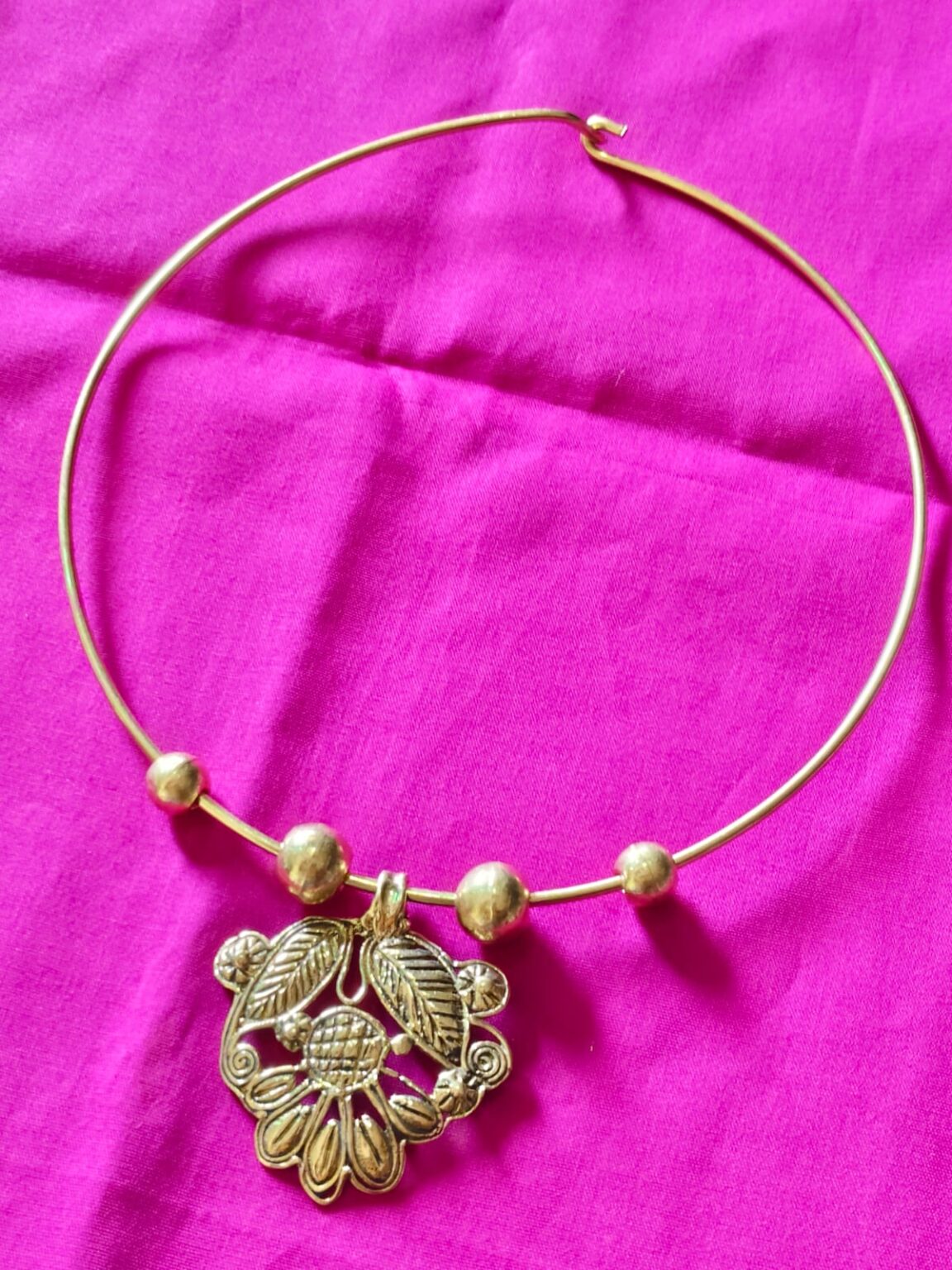 Dokra Hasuli Floral with leaf motif Necklace | Tribal Brass Jewellery ...