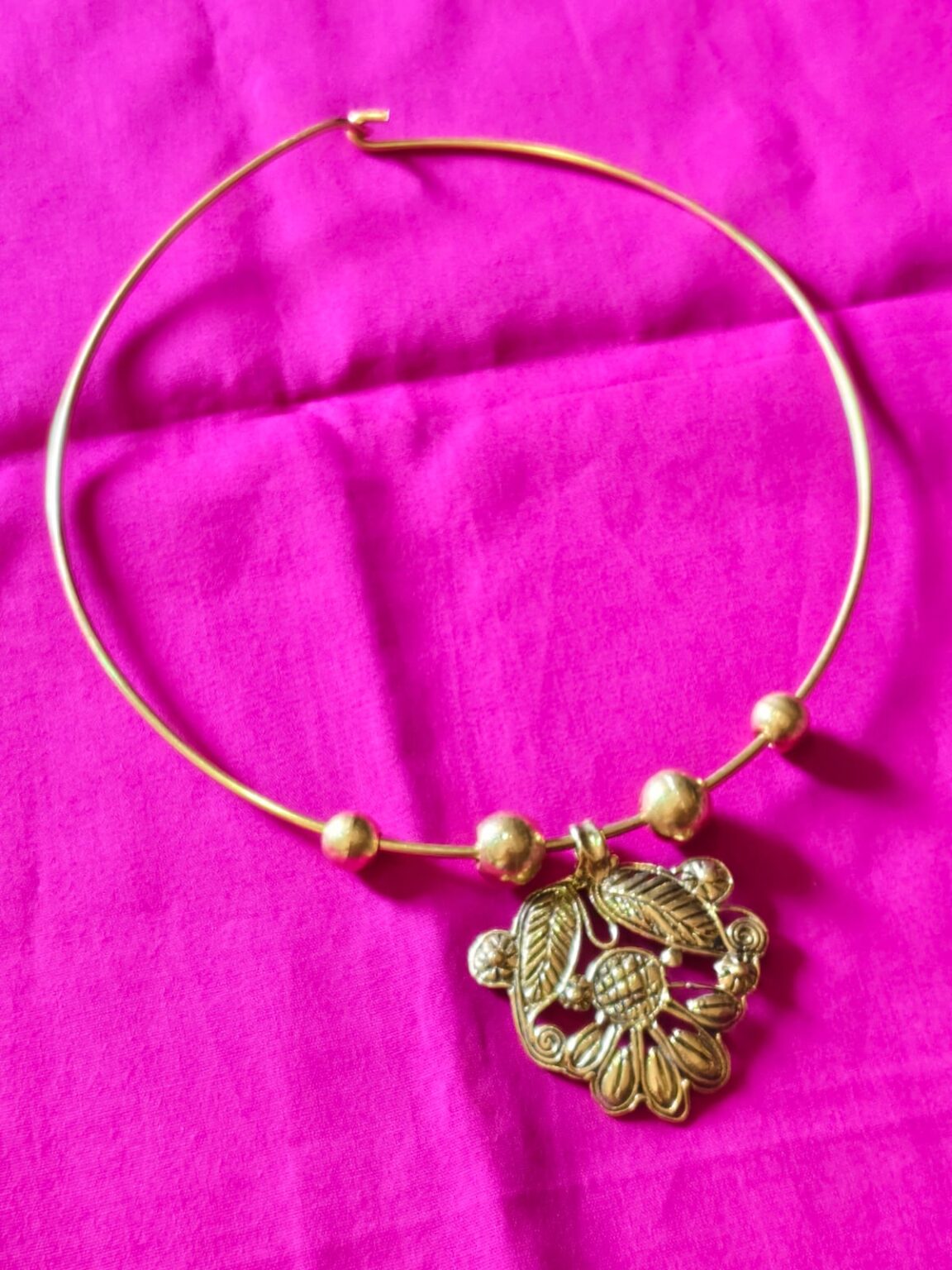 Dokra Hasuli Floral with leaf motif Necklace | Tribal Brass Jewellery ...