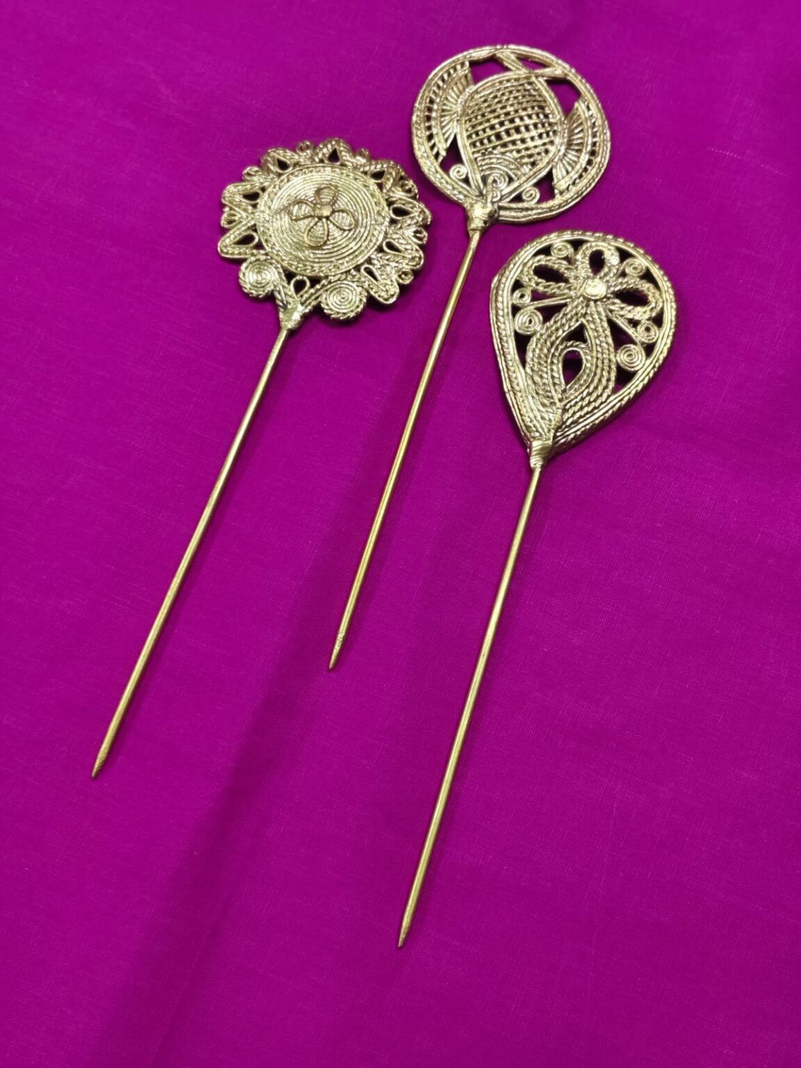 Handcrafted Dokra Brass Hair Pins – Tribal Art Collection - Rahulda