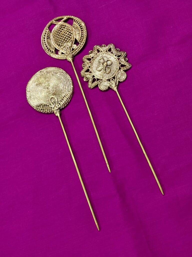 Handcrafted Dokra Brass Hair Pins – Tribal Art Collection Set of 3 ...