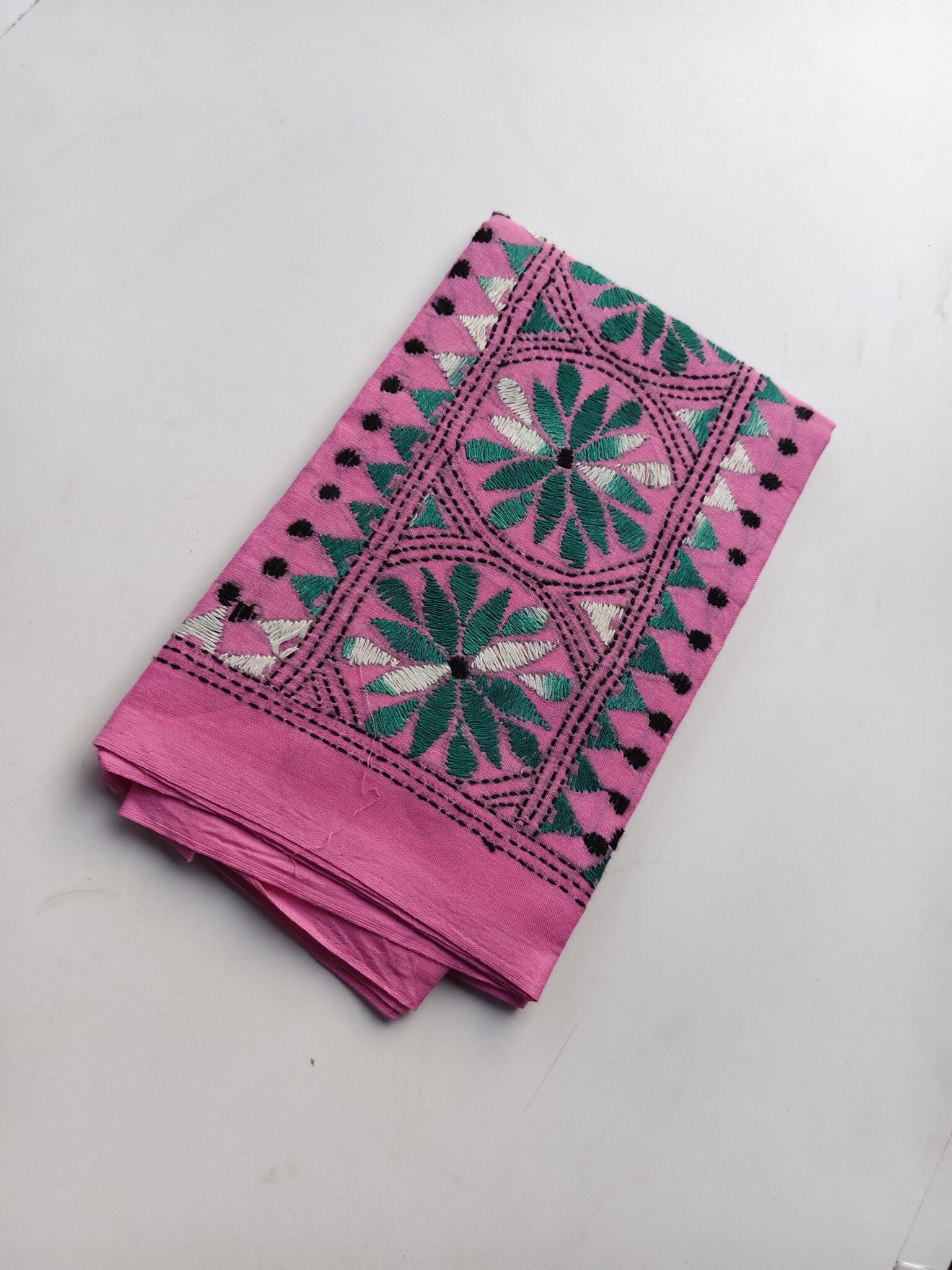 Pink Cotton Hand Work Blouse Piece - Rahulda