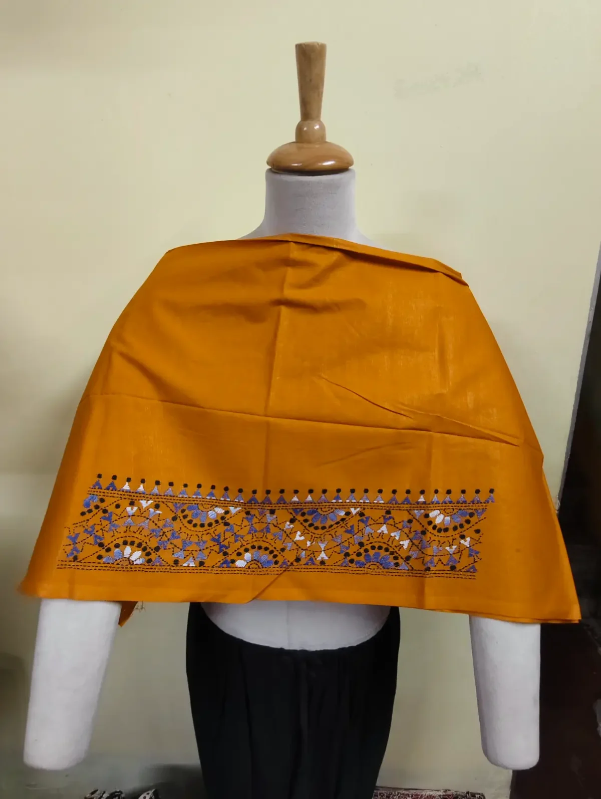 Premium Cotton Kantha Stitch Blouse Material Mustard Color - Rahulda