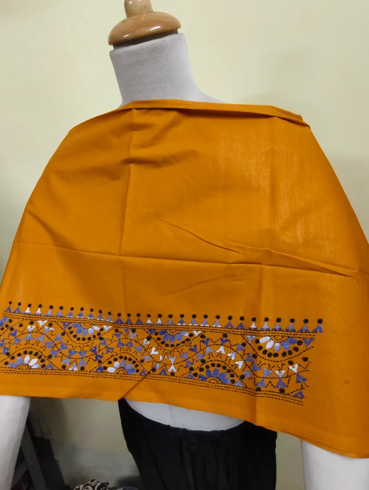 Premium Cotton Kantha Stitch Blouse Material Mustard Color - Rahulda